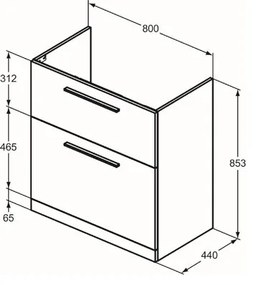 Ideal Standard i.Life A Skříňka pod nábytkové umyvadlo 80 cm, bílá matná T5274DU