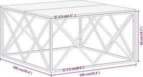 vidaXL Konferenční stolek nerezová ocel a pražcové dřevo [349982] Barva: Stříbrná