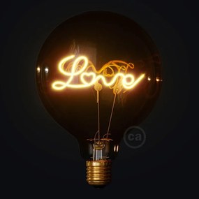 creative cables Zlatá LED žárovka pro stojící lampy G125 s jedním vláknem "love" 5W E27 2000K