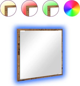 vidaXL LED koupelnové zrcadlo Nástěnný Staré dřevo 40 x 37 x 8.5 cm [875411]