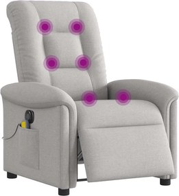 Elektrické masážní polohovací křeslo obláčkově šedé textil 3303253