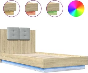 Rám postele s čelem a LED osvětlením dub sonoma 75 x 190 cm 3210068