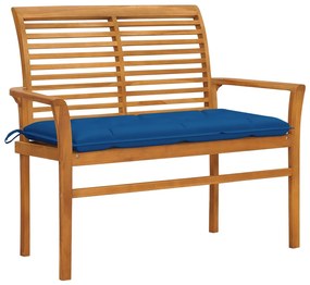 vidaXL Zahradní lavice s modrou poduškou 112 cm masivní teak