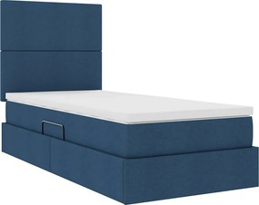 Postel s úložným prostorem a matrací Modrá 100 x 200 cm textil 3371702