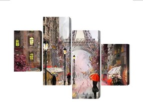 Vícedílný obraz Pohled Na Ulici Paříže Jako Malované Nedostatek Nedostatek Plátno Canvas 160x100