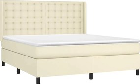 Box spring postel s matrací krémová 160x200 cm umělá kůže 3132509