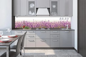 DIMEX | Fototapeta do kuchyně Levandulové pole KI-260-125 | 260 x 60 cm | zelená, bílá, fialová