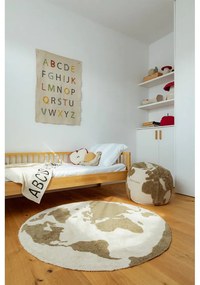 Zelený/krémový pratelný/ručně tkaný bavlněný dětský koberec ø120 cm World Map – Lorena Canals