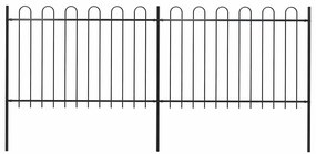 Zahradní plot s obloukem nahoře ocelový 337 x 120 cm černý 277666