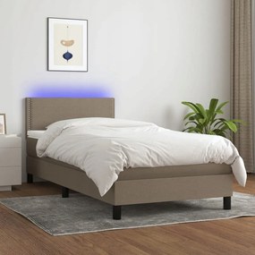 Box Spring Postel S Matrací A Led Textil Taupe Hladké s hřebíky 100 x 200
