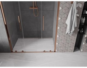 Mexen Velar L Duo, posuvné sprchové dveře do otvoru 140 cm, 8mm čiré sklo, růžové zlato, 871-140-003-02-60