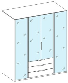 Šatní skříň KAJA 4LU 3S | 200 cm | se zrcadly | VYSOKÁ | černá