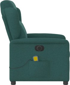 Elektrické masážní polohovací křeslo tmavě zelené textil 3303130