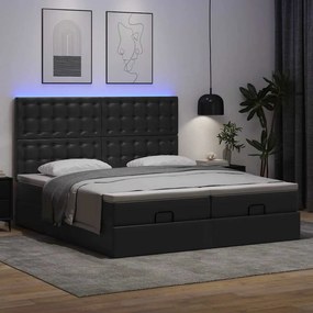 Osmanský postel s matracemi&amp;LED černá 160x200cm umělá kůže 3314498