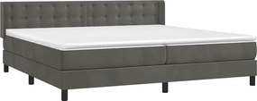 Box spring postel s matrací tmavě šedá 200x200 cm samet 3131220