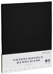 Spod Igly i Nitki Bavlněné prostěradlo 220x200 černé jednobarevné Simply