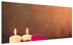 Relaxační obraz svíček s orchidejí (100x40 cm)