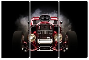 Vícedílný obraz Hot Rod Auto Na Pozadí Kouře Nedostatek Nedostatek Přírodní plátno 120x80
