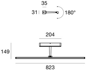 Linea Light 8266 Straight_W, lineární nástěnné svítidlo, 19W LED 2700K, chrom, délka 82cm