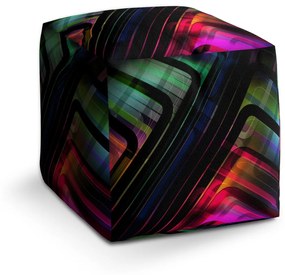Sablio Taburet Cube Černé pruhy: 40x40x40 cm