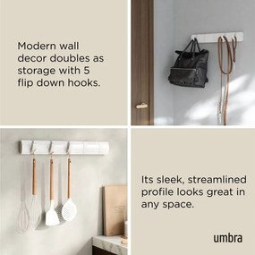 Matně bílý nástěnný věšák z borovicového dřeva 51 cm Flip – Umbra