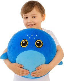 LEAN Toys Rostoucí skákací plyšový míč modrý žralok s pumpičkou 50 cm