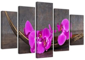 Gario Obraz na plátně Fialové orchideje - 5 dílný Rozměry: 100 x 70 cm
