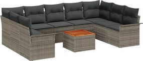 Sada zahradních pohovek 10 ks Šedá polyratan 3347370