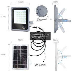 Aigostar - LED Stmívatelný solární reflektor LED/30W/3,2V IP67 + DO