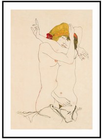 Jen tak z lásky Plakát Egon Schiele - Dvě objímající se ženy Rozměr plakátu: A4 (21 x 29,7 cm)