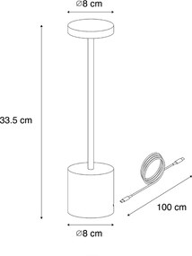 Set of 2 Outdoor Table Lamps Black Incl. LED and Dimmer Rechargeable - Dupont