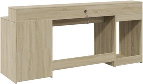 Psací stůl s LED dub sonoma 200 x 55 x 91 cm kompozitní dřevo 3309440