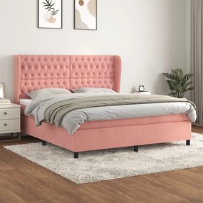 Box spring postel s matrací růžová 160x200 cm samet 3129404