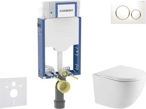 Geberit Kombifix - Set předstěnové instalace, klozetu Oudee a sedátka softclose, tlačítko Sigma20, bílá/pozlacená SANI15CA3143