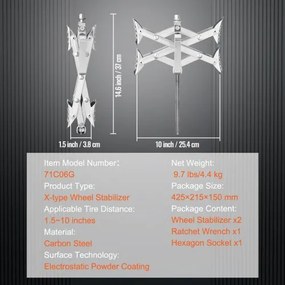 Stabilizátor kola Camper, zakládací klín RV ve tvaru X, vhodný pro 3,8–25,4 cm