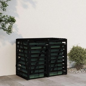 Úložný box na dvě popelnice černý masivní borové dřevo 3157689