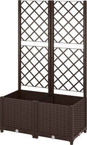 Outsunny Velký venkovní květináč s mřížkou a drenážními otvory pro popínavé rostliny, stojan pro zahradu, terasu 80x40x135 cm Hnědý