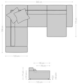 Pohovka ve tvaru "U" Sirpio XL 360x260 cm bouclé krémovo-bílá