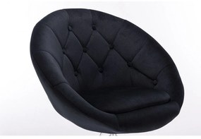LuxuryForm Barová židle VERA VELUR na zlatém talíři - černá