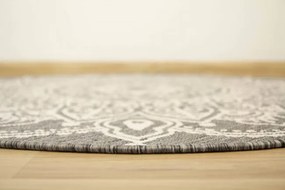 Šňůrkový oboustranný koberec Brussels 205333/10010 stříbrný kruh