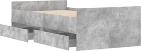 Rám postele se zásuvkami betonově šedý 75 x 190 cm Small Single 3207388