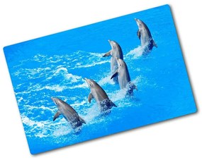 Wallmuralia Kuchyňská deska skleněná Delfíny 80x52 cm