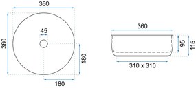 Keramické umyvadlo na desku REA SAMI mramor mat