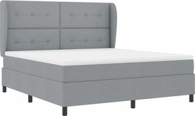 Postel s boxspringem s čelo Světle šedá 180 x 200 cm textil 3340578