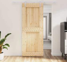 vidaXL Posuvné dveře s kováním 85 x 210 cm masivní borové dřevo [3203014]