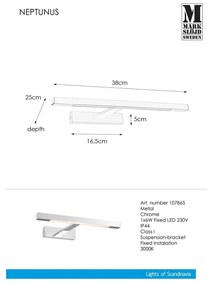 LED nástěnné svítidlo ve stříbrné barvě (délka 38 cm) Neptunus – Markslöjd