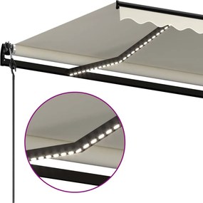 Automatická markýza LED a senzor větru 500 x 350 cm krémová 3069232