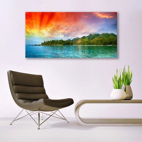 akrylový obraz Moře Les Nebe Krajina 120x60 cm