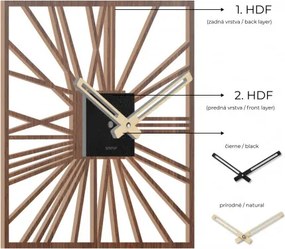 Dřevěné nástěnné hodiny z HDF - Černé, bílé nebo ořech | SENTOP HDFK038-orech wenge