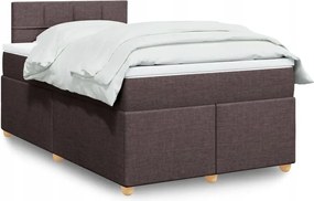Box Spring Postel S Matrací Textil Tmavě Hnědá Blok se čtverci 120 x 190